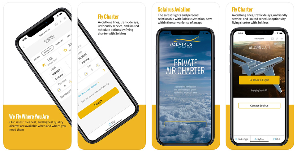 Solairus Charter Flight Booking App | Solairus Aviation